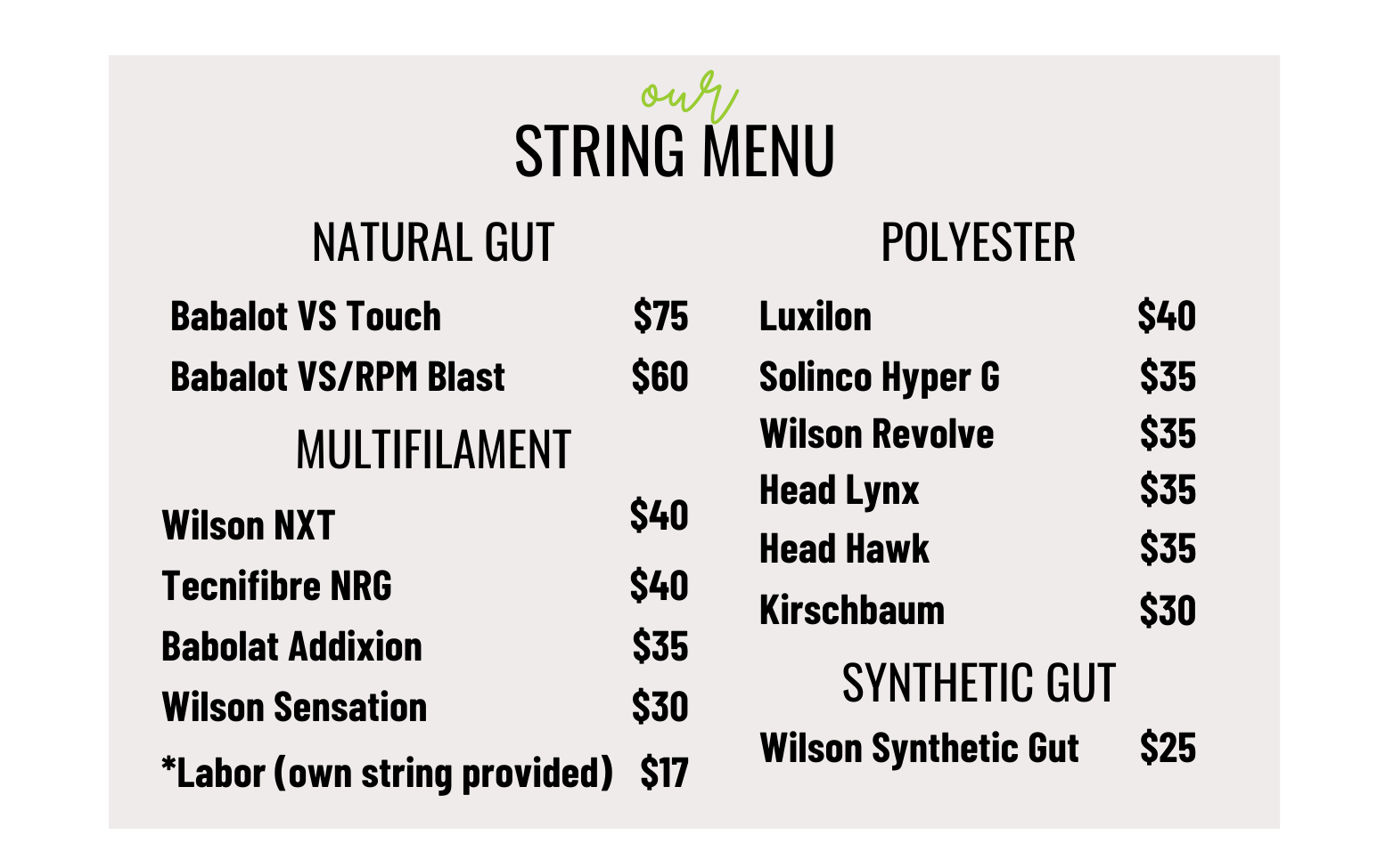 Racquet Stringing - FM Sports Management